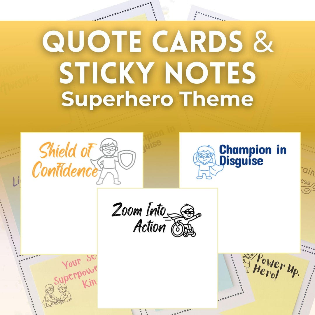 Quote Cards & Sticky Note - Superhero Theme for Kids - Digitally ...