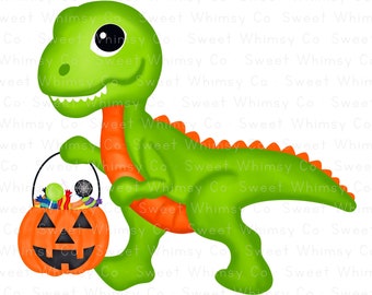 Cute Dinosaur for Halloween Clipart With Watercolor - Etsy