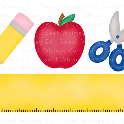 Back to School Pencil With Apple & Roses Clipart PNG File - Etsy