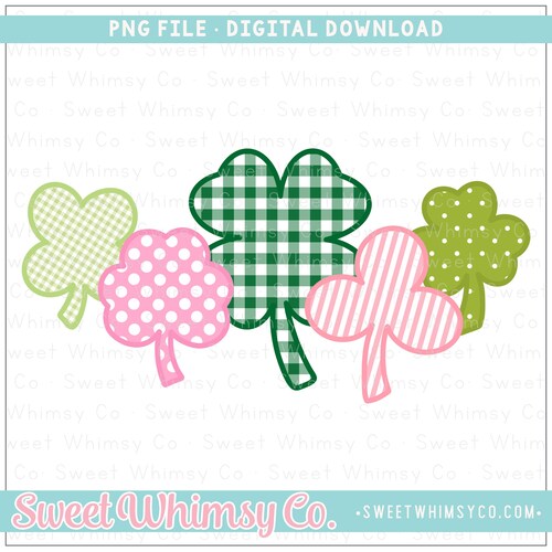 Pink Shamrock Clovers St. Patrick's Day Instant Digital - Etsy