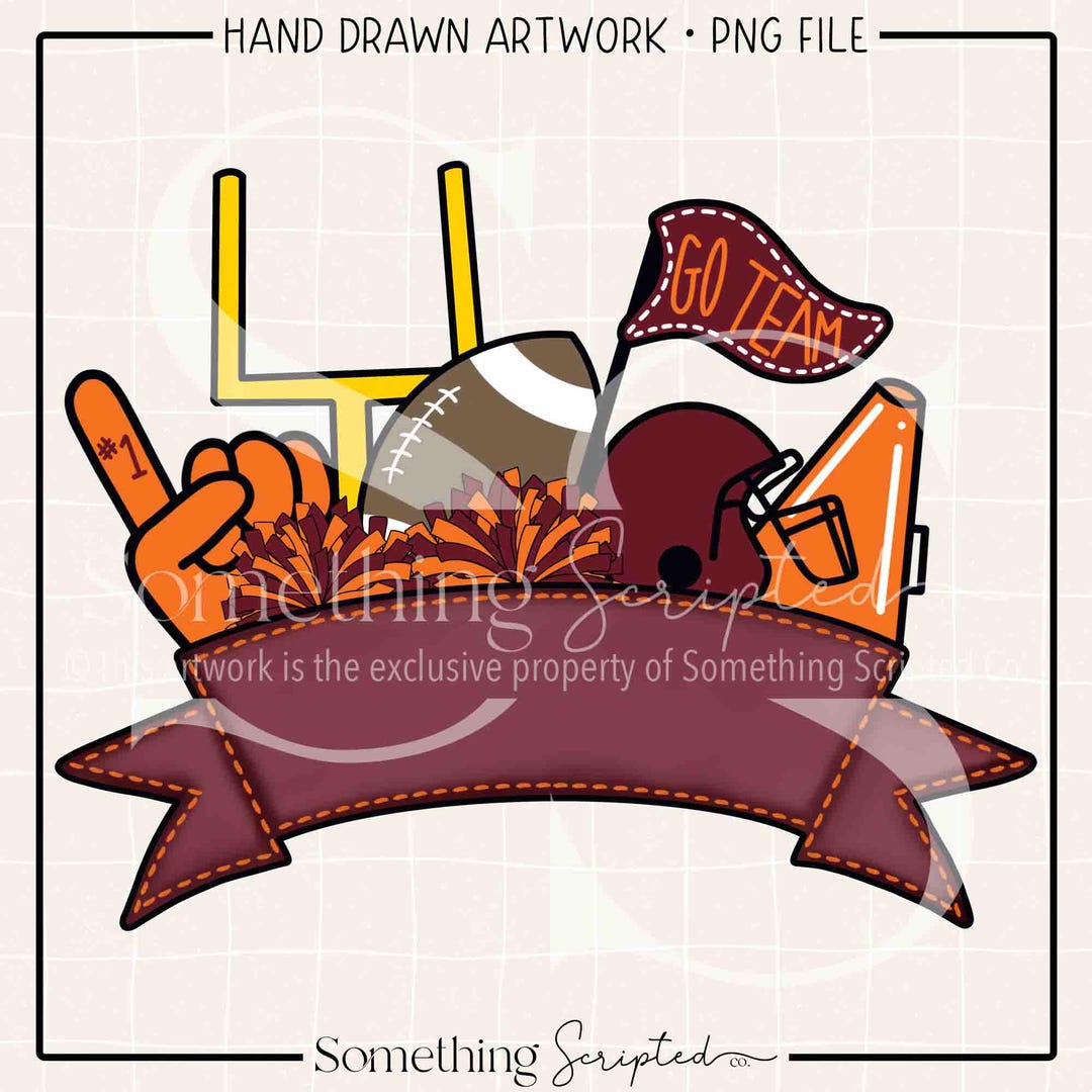 Maroon and Orange Football Team Curved Banner PNG Sublimation Design ...