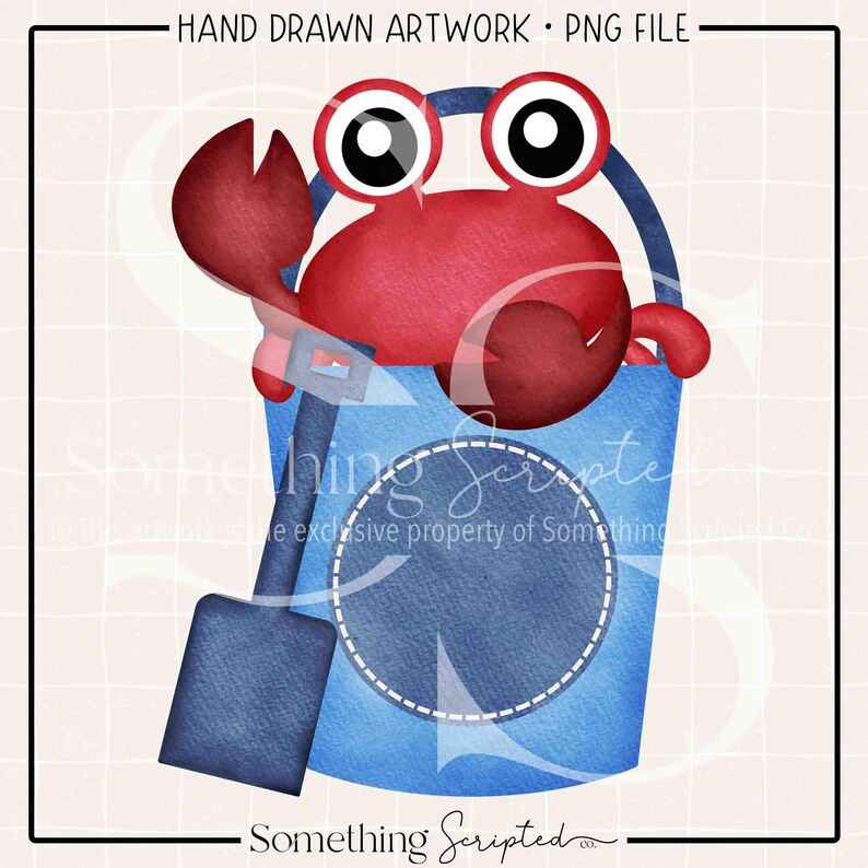 Crab Sand Pail PNG: Beach Nautical Clipart (digital Download) - Etsy