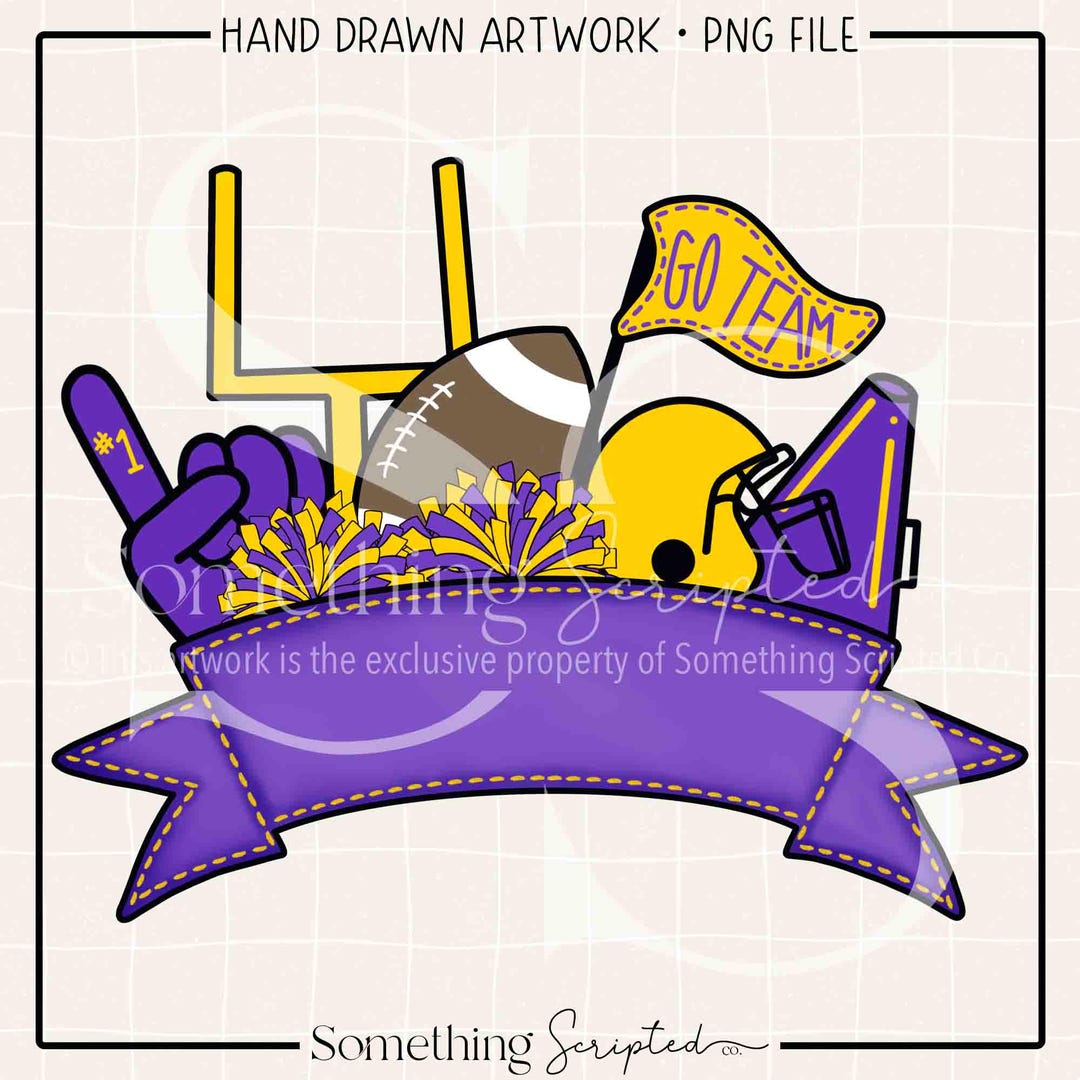 Purple & Gold Football Team Banner PNG: Sublimation Design (digital ...