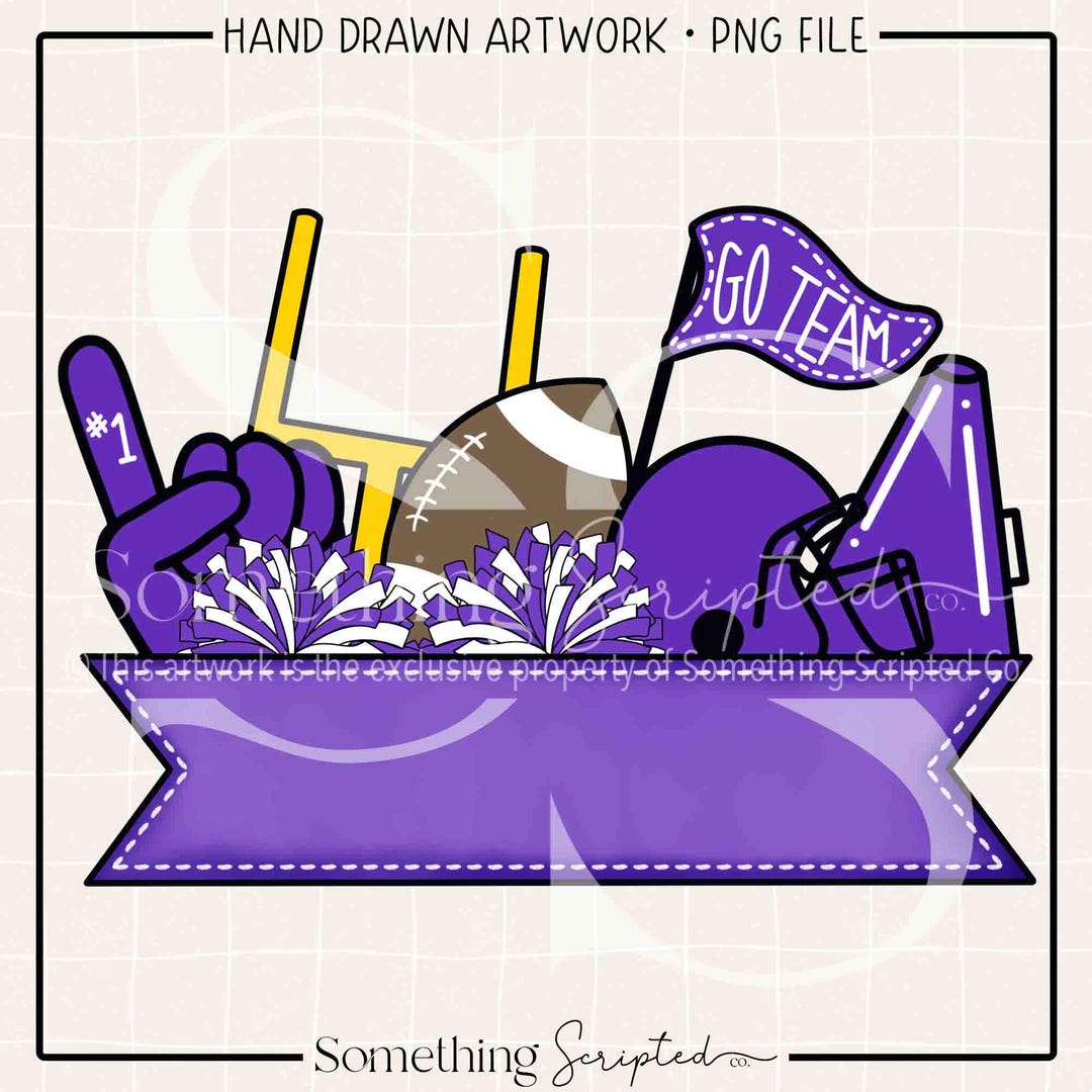Purple & White Football Team Banner PNG - Sublimation Design (digital ...
