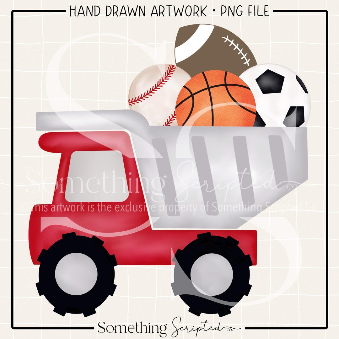 Sports Dump Truck PNG Sublimation Design: Hand-drawn Printable Clipart ...