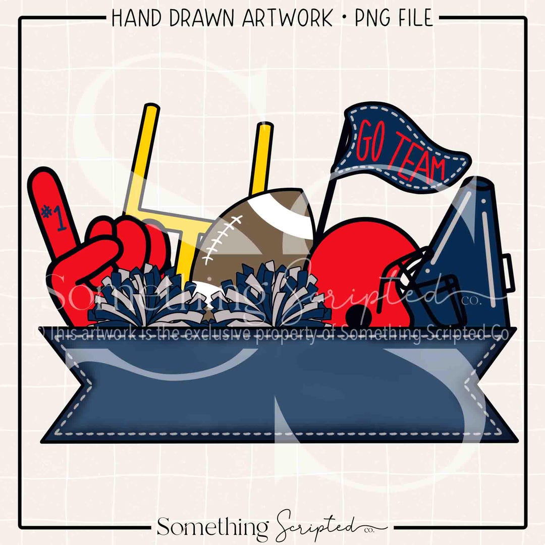 Red and Navy Football Team Banner PNG: Sublimation Design (digital ...