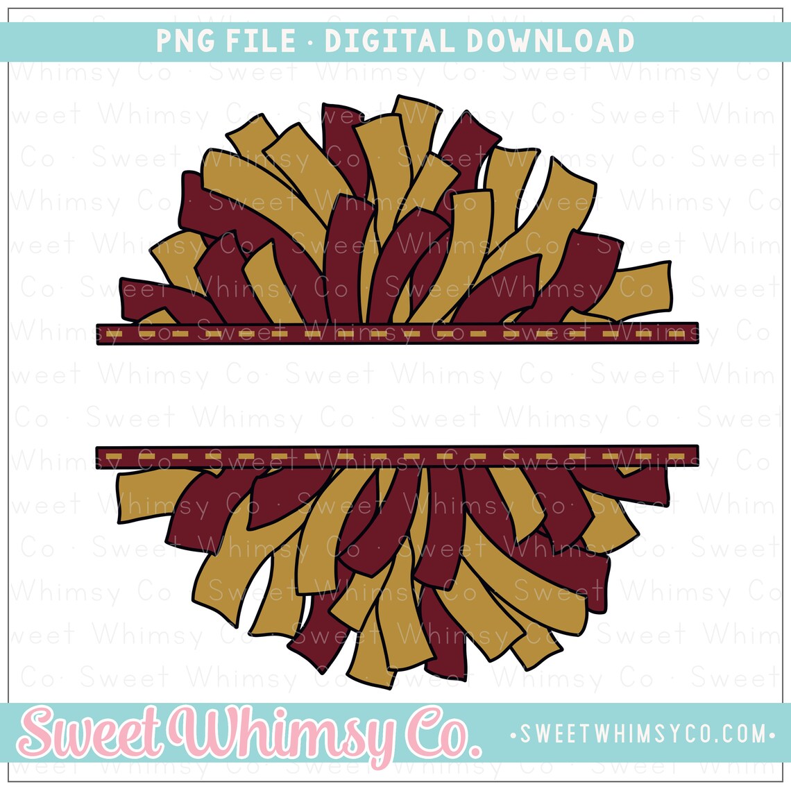 Maroon and Gold Pompom Cheer PNG Sublimation Design | Etsy