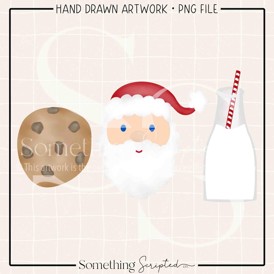 Santa Cookie Milk Christmas PNG Sublimation Design, Christmas Clipart ...