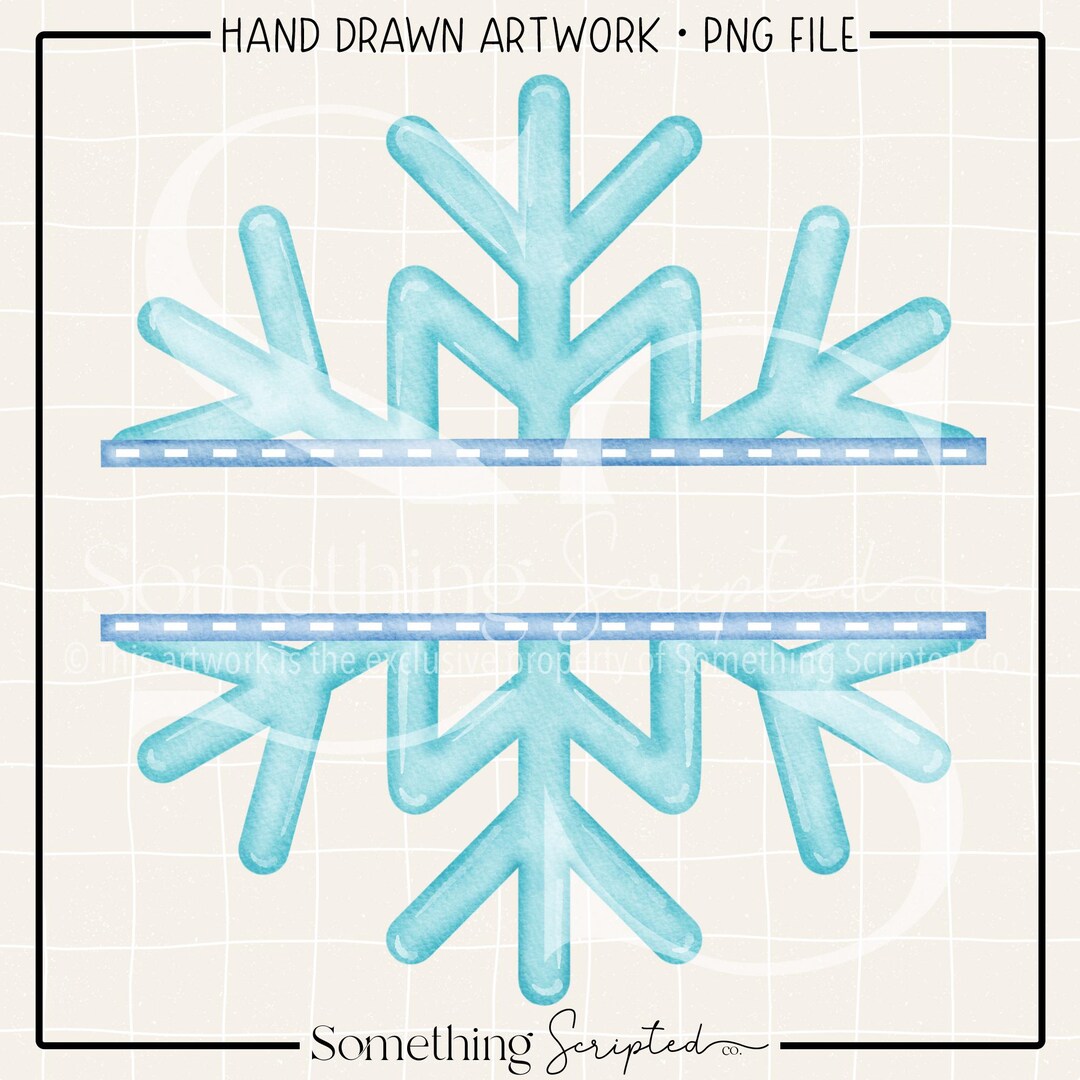 Split Snowflake Winter PNG Sublimation Design, Snowflake Clipart ...