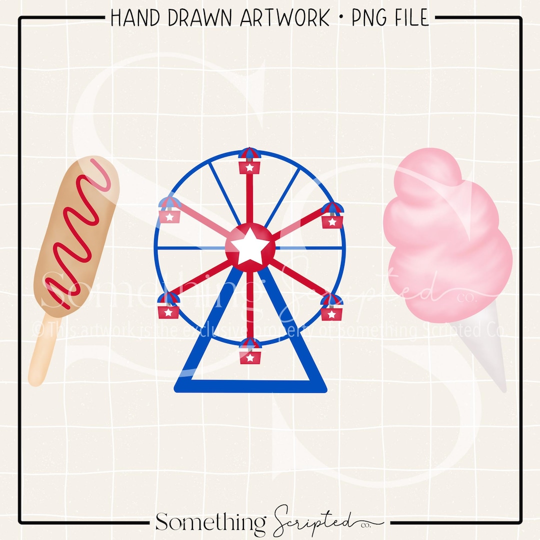 County Fair Carnival PNG: Corn Dog, Ferris Wheel, Cotton Candy Clipart ...