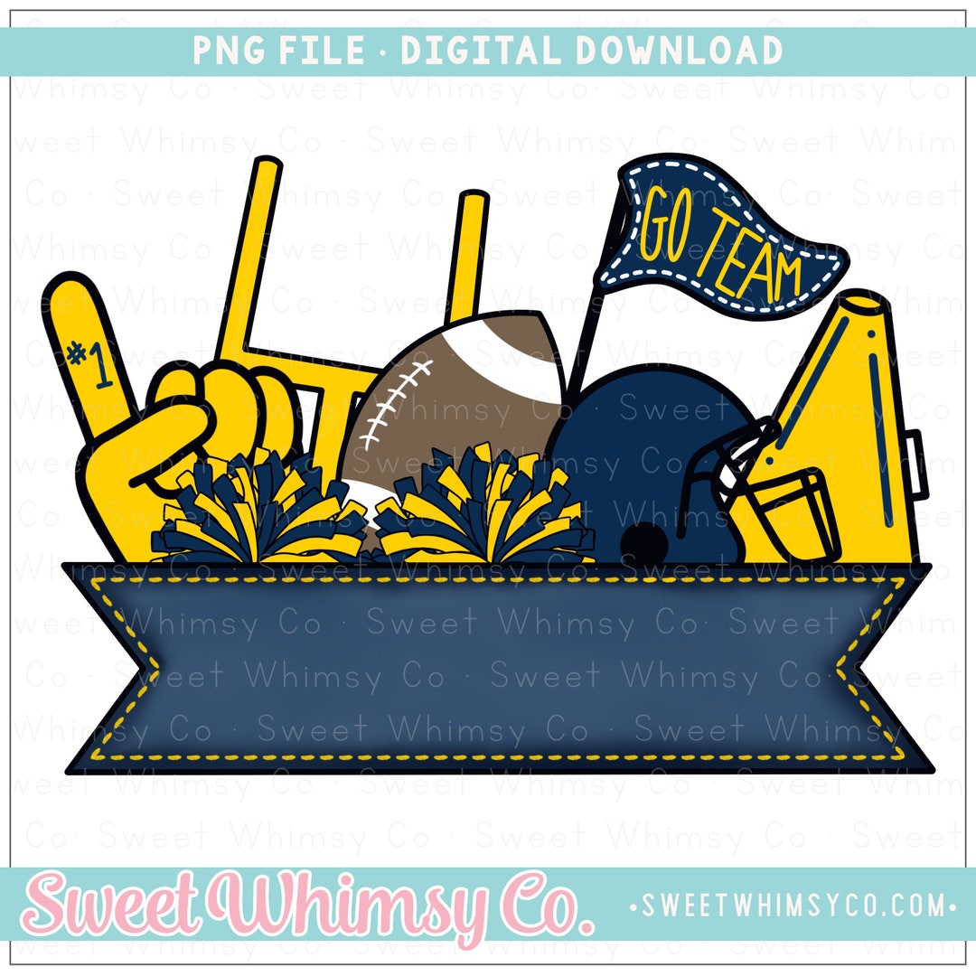 Navy and Yellow Gold Football Team Banner PNG Sublimation - Etsy