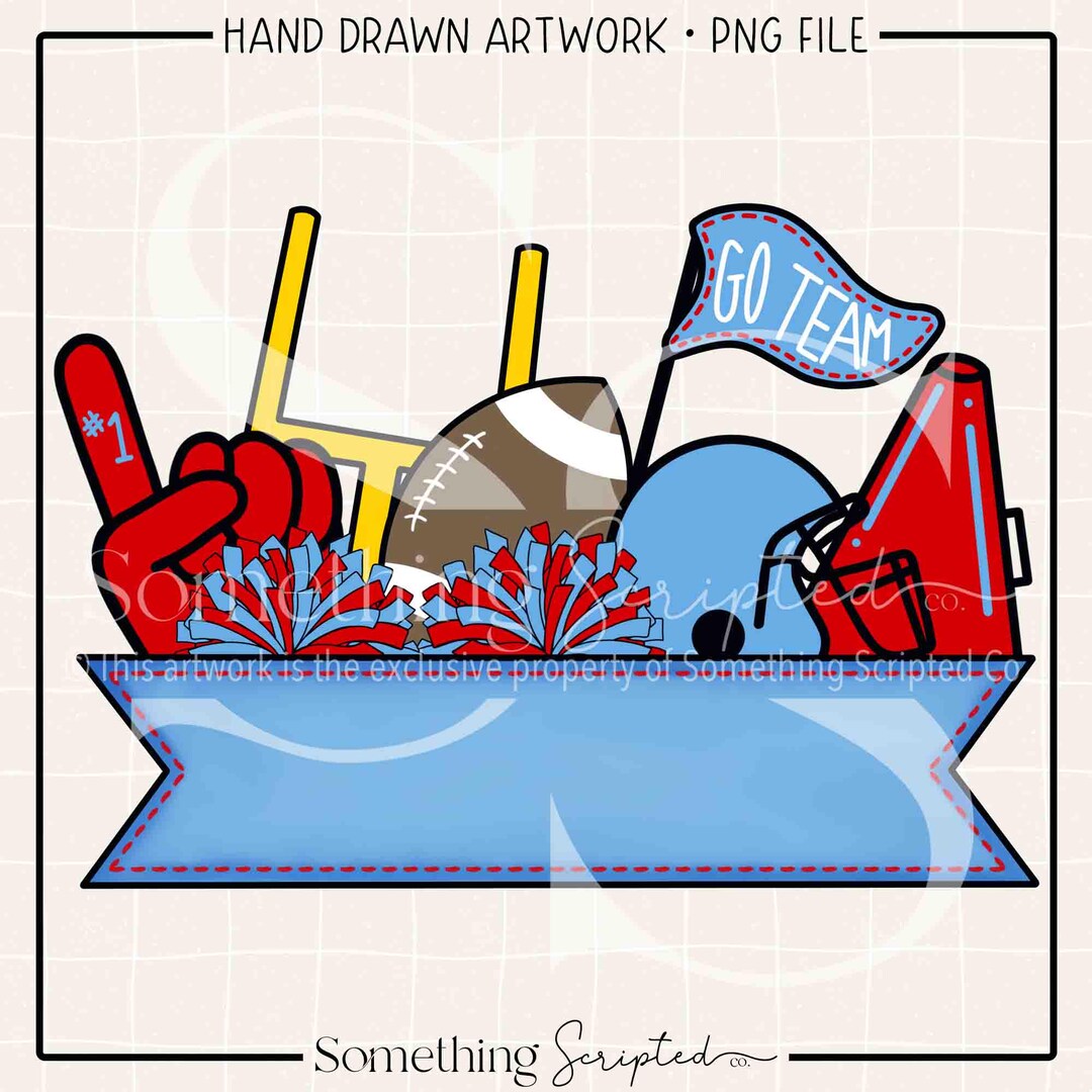 Red and Light Blue Football Team Banner: PNG Sublimation Design ...