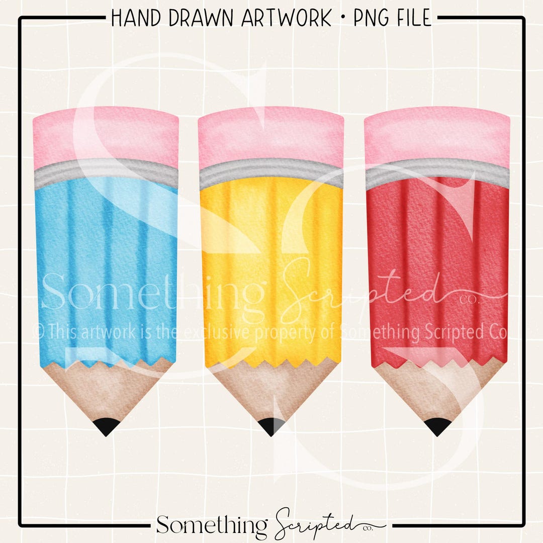 Chunky Pencils PNG Sublimation Design, Back to School Printable Clipart ...