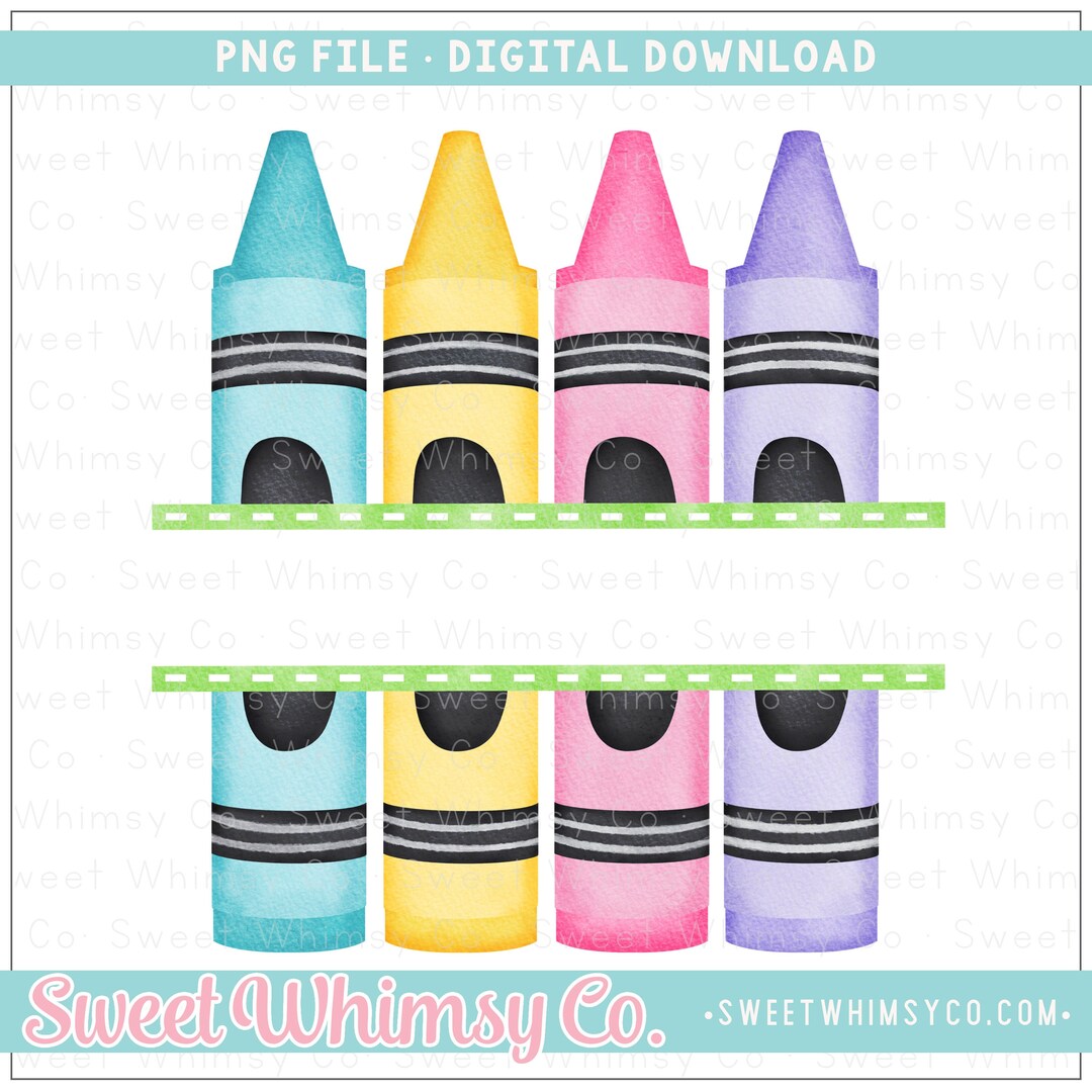 School PNG Sublimation Design Pastel Colored Split Crayons PNG Back to ...
