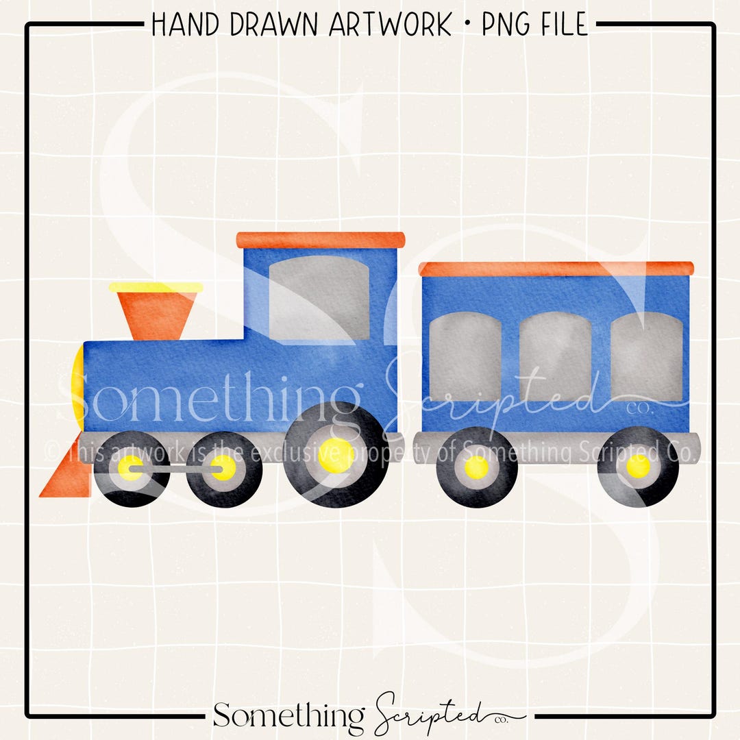 Blue Train PNG Sublimation Design, Train Clipart Printable, Digital Art ...