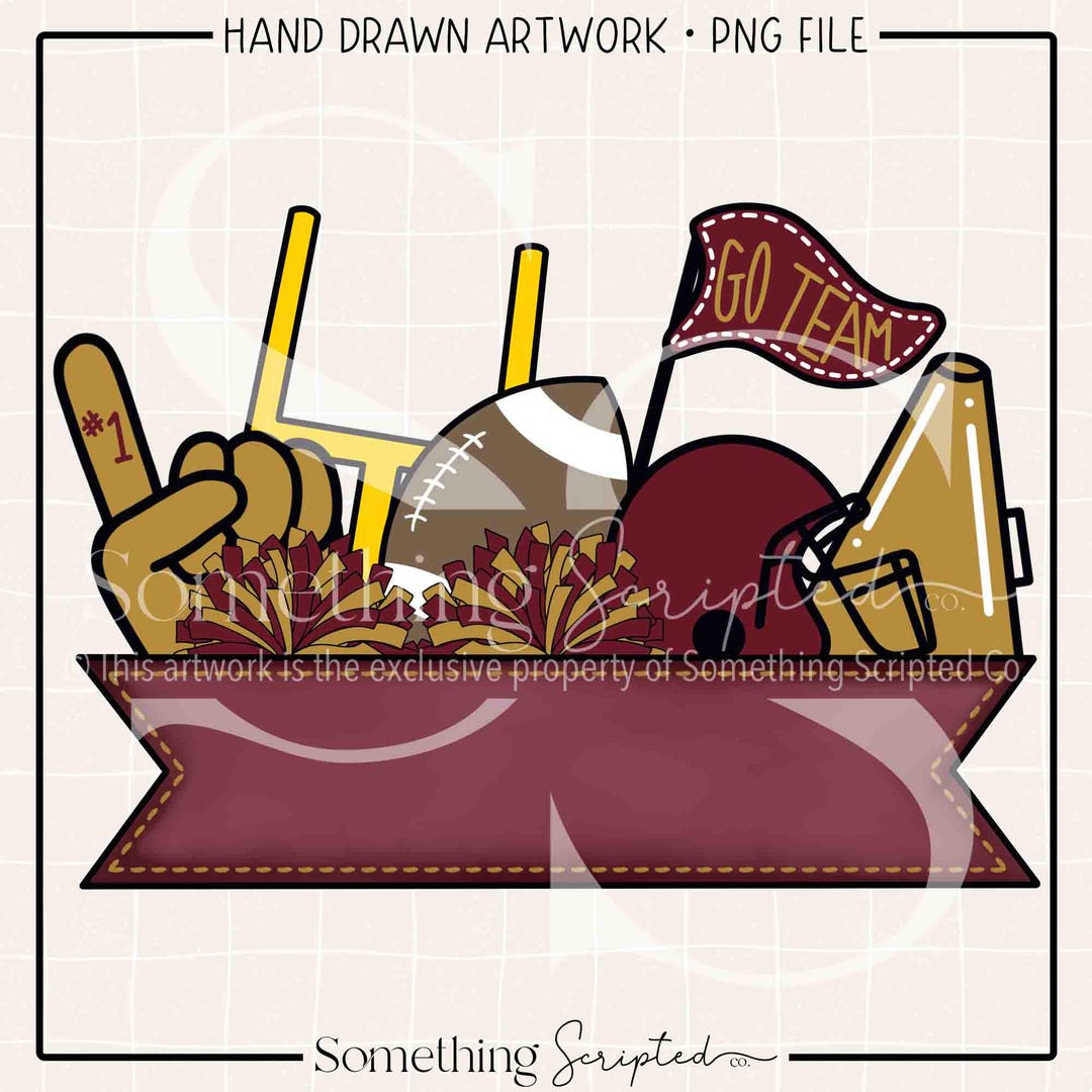 Maroon and Gold Football Team Banner PNG Sublimation Design, Football ...