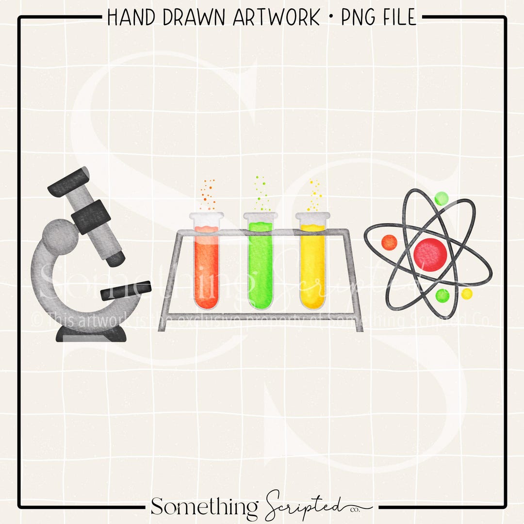 Chemistry PNG Sublimation Design, Microscope Beaker Atom Back to School ...