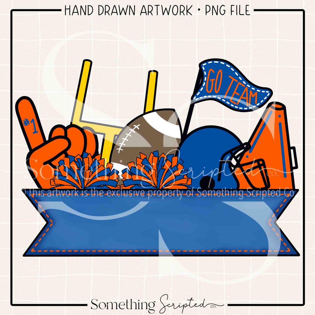 Blue & Orange Football Team Banner: PNG Sublimation Design (digital ...