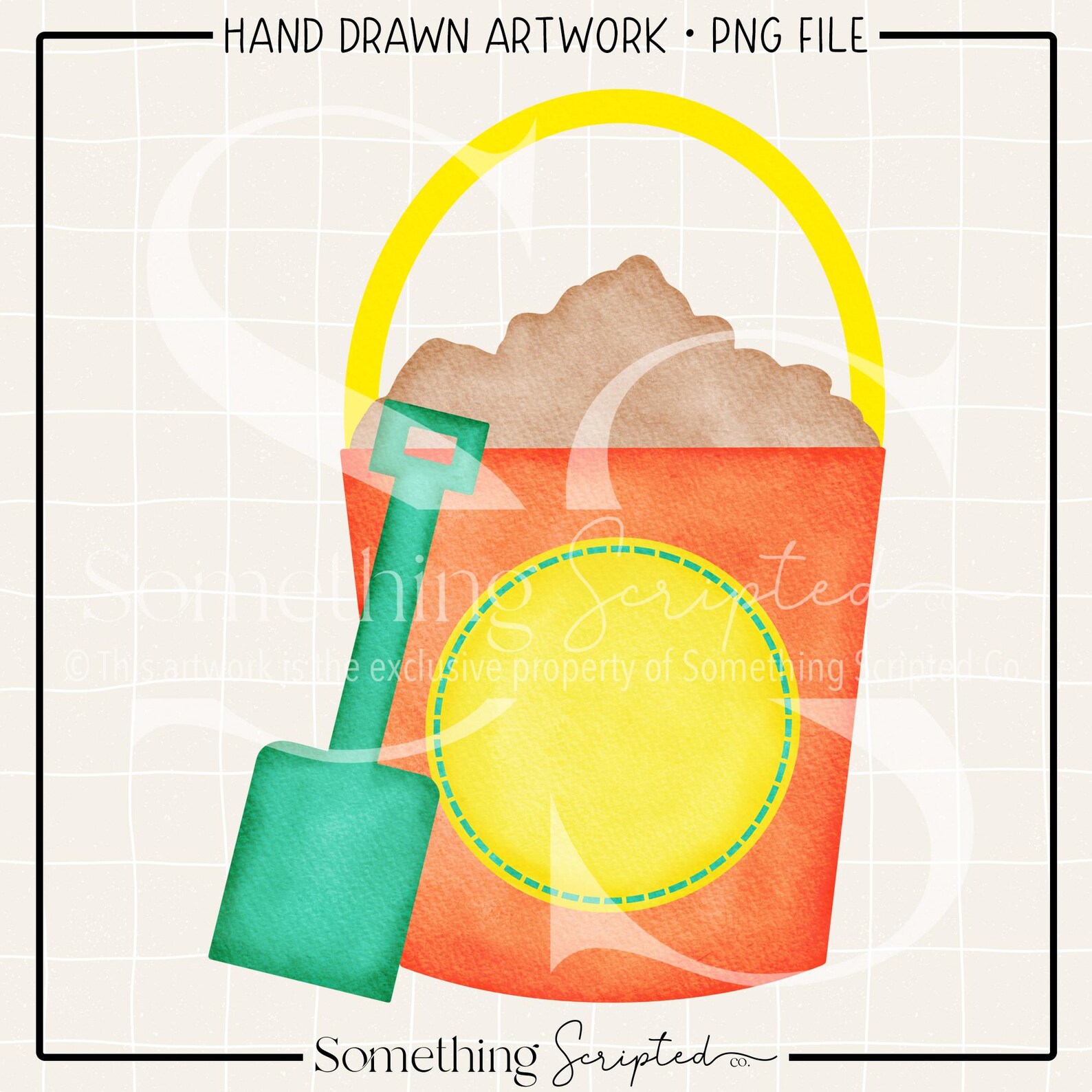 Orange Sand Pail Bucket Monogram Frame PNG Sublimation Design | Beach ...