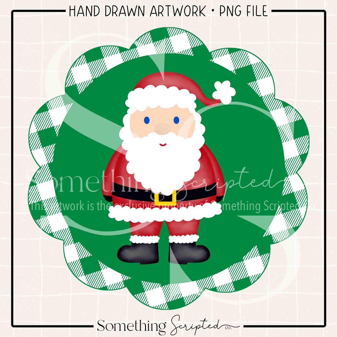 Santa Scallop Patch Frame Christmas PNG Sublimation Design, Christmas ...
