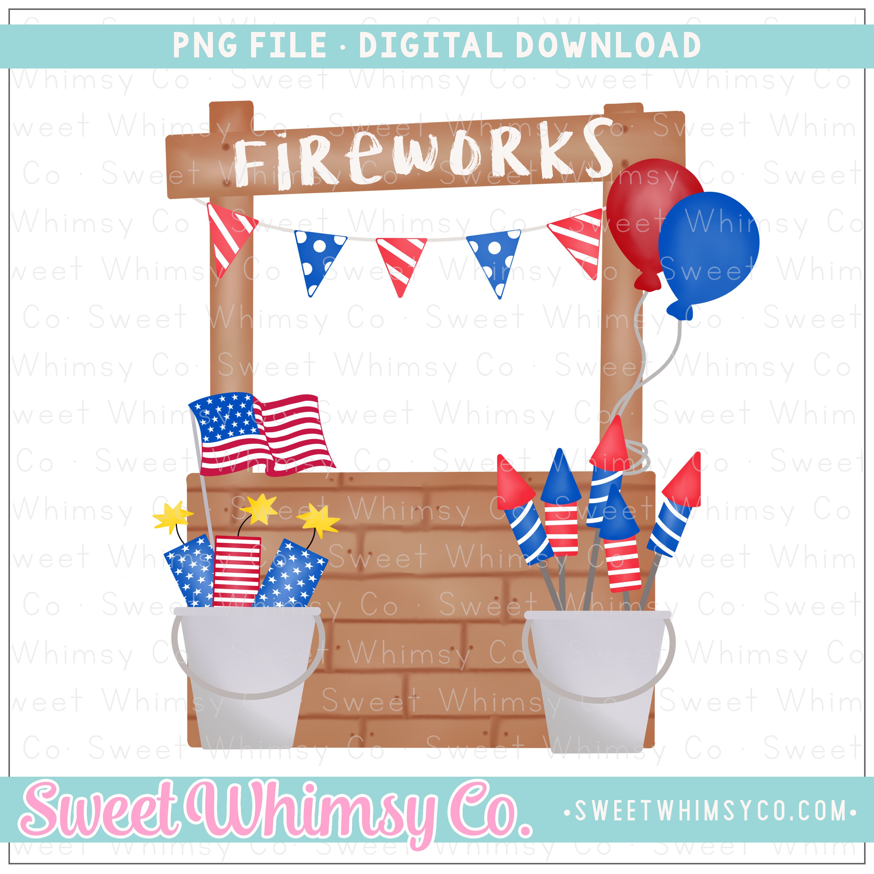 Firework Stand PNG Sublimation Design 4th of July | Etsy