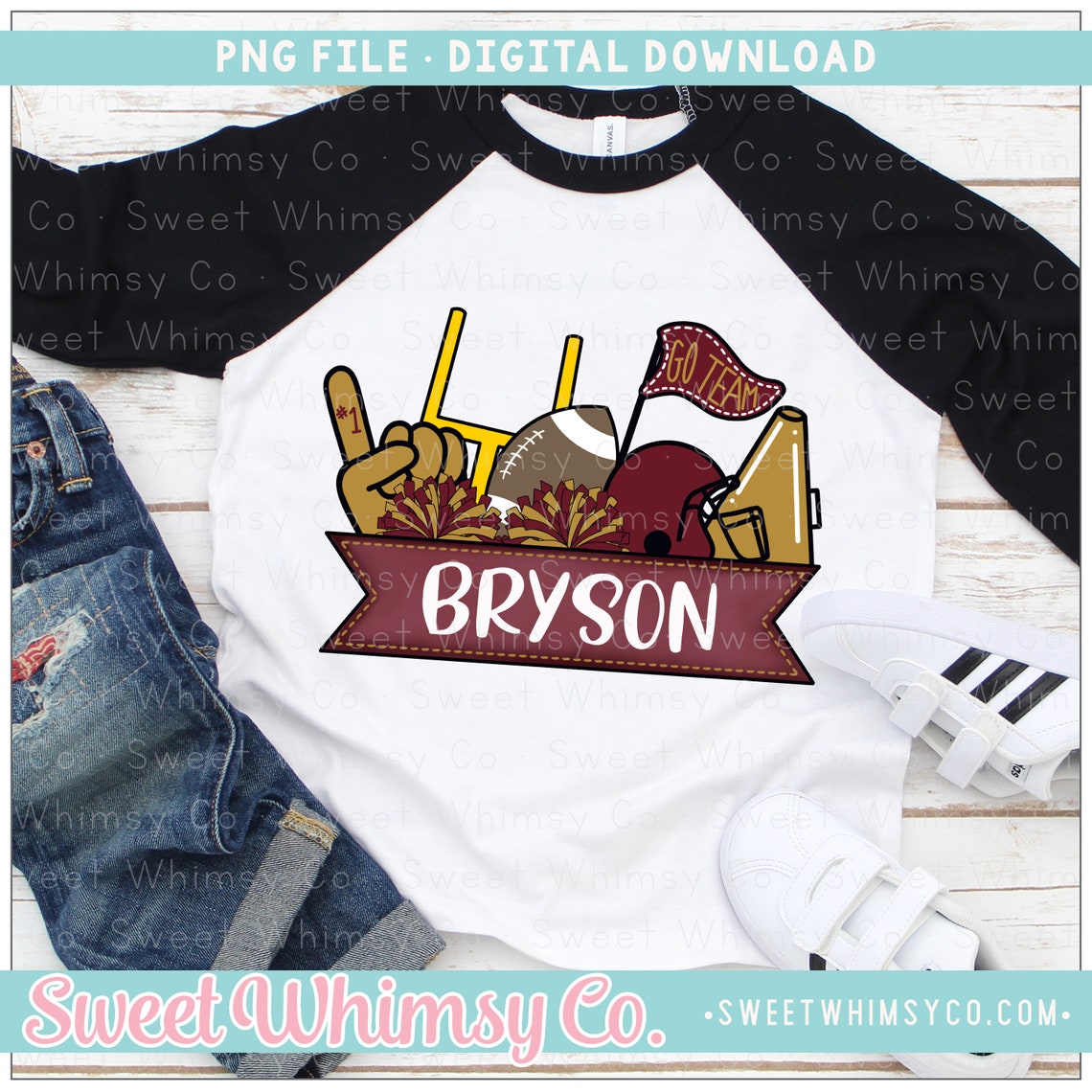Maroon and Gold Football Team Banner PNG Sublimation Design - Etsy