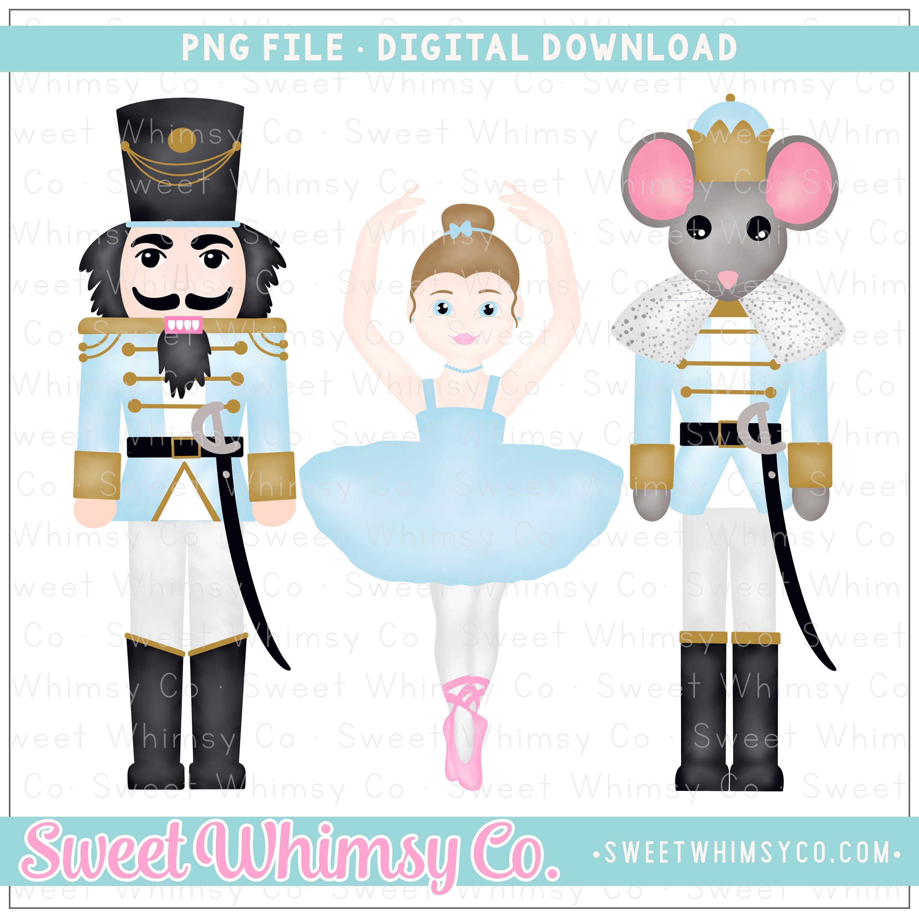 Nutcracker Blue and Pink Trio Light Skin PNG Sublimation - Etsy