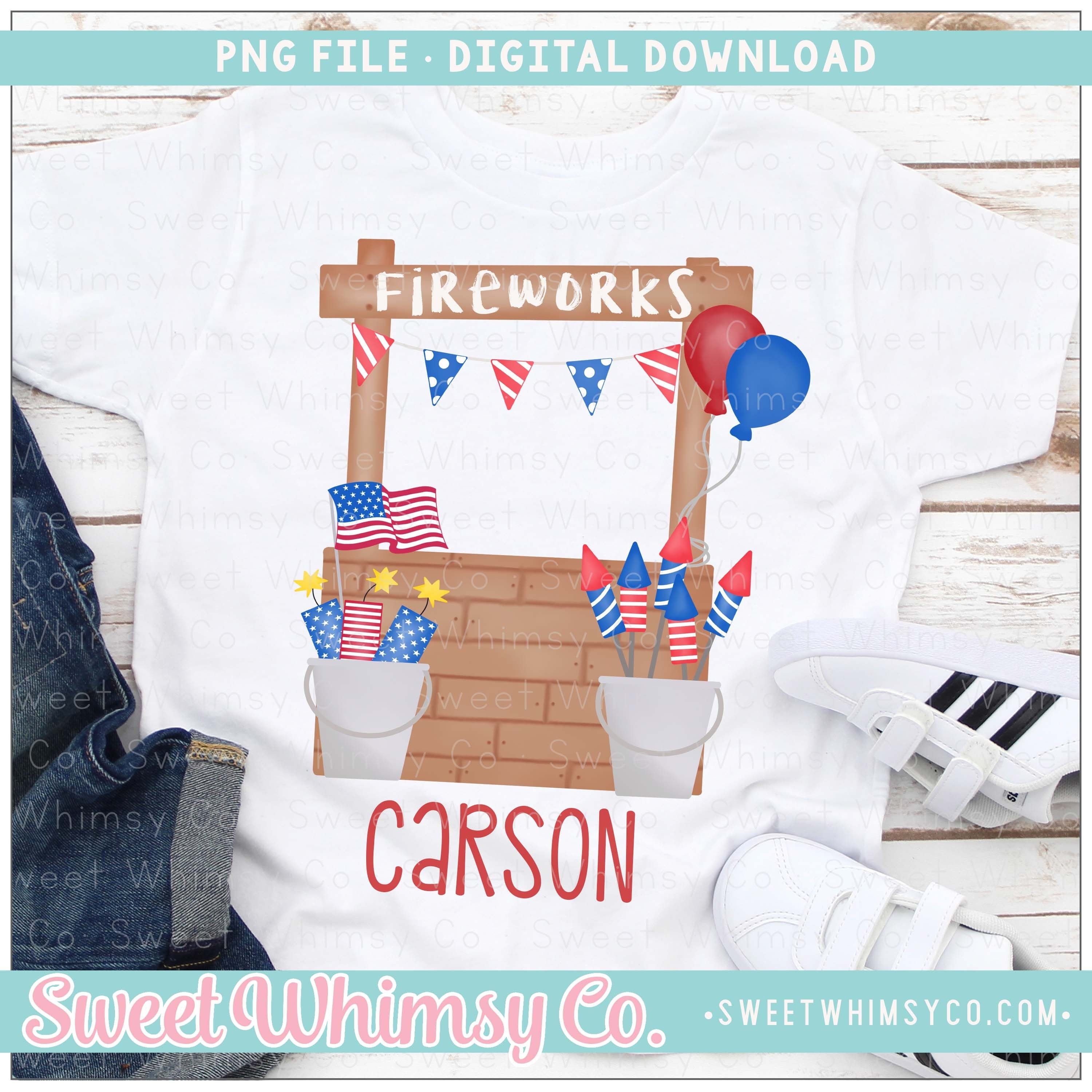 Firework Stand PNG Sublimation Design 4th of July | Etsy