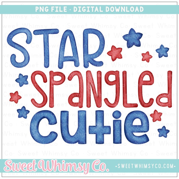 Patriotic Hand Drawn Digital Download Art Star Spangled Cutie 4th of ...