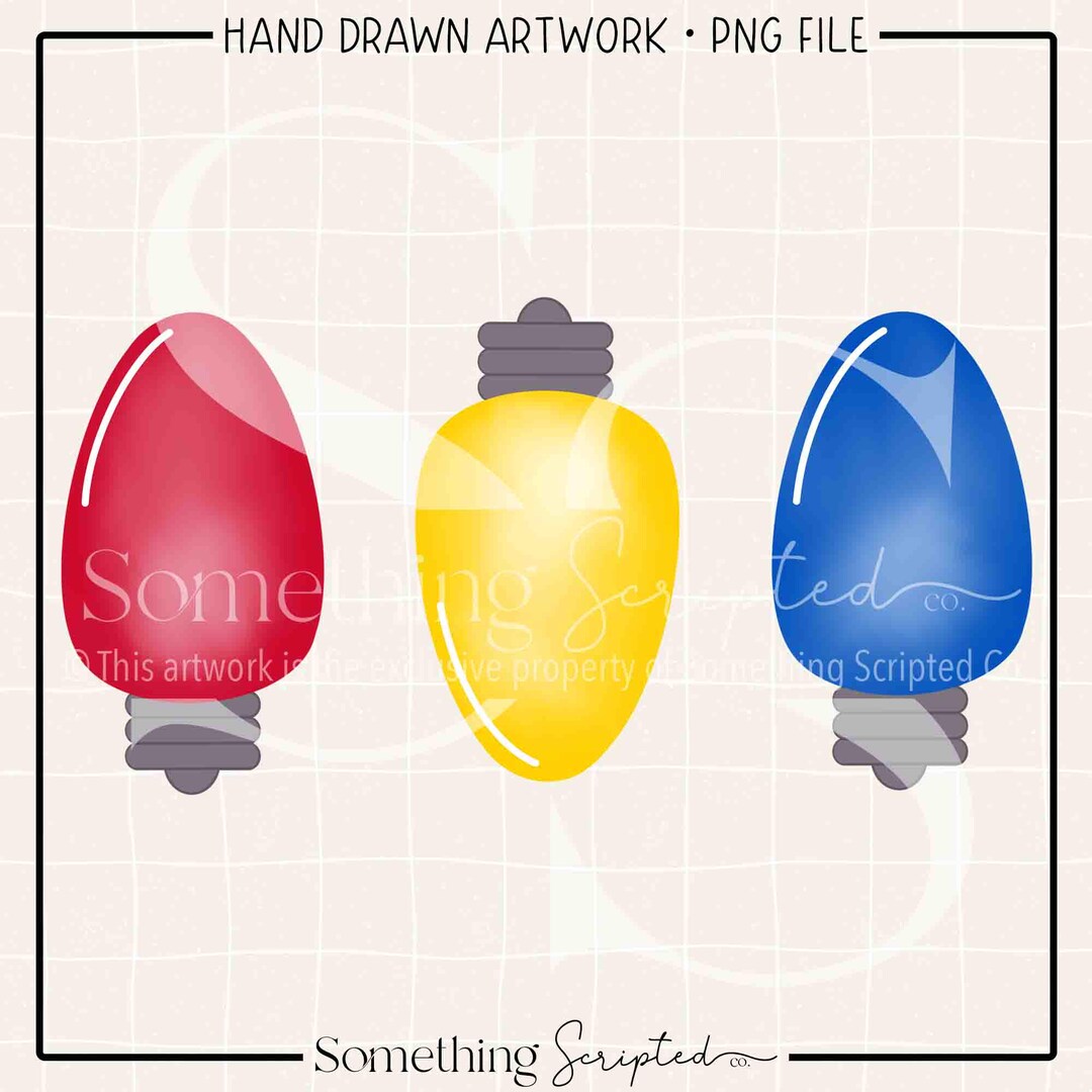 Christmas Light Bulbs PNG Sublimation Design, Christmas Printable ...