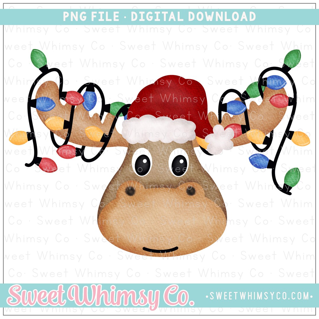 Christmas Lights Moose PNG Sublimation Design, Christmas Printable ...