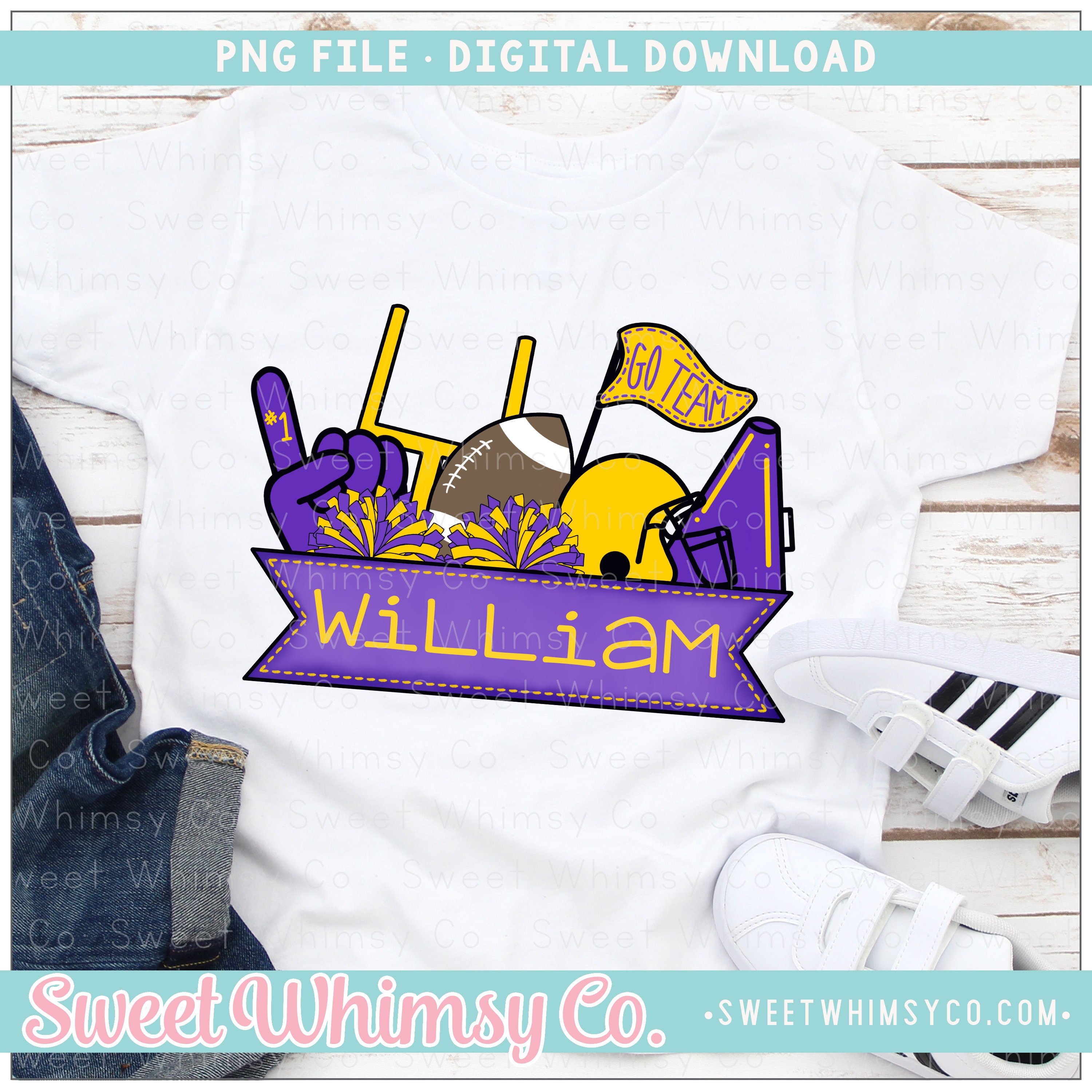 Purple and Yellow Gold Football Team Banner PNG Sublimation - Etsy
