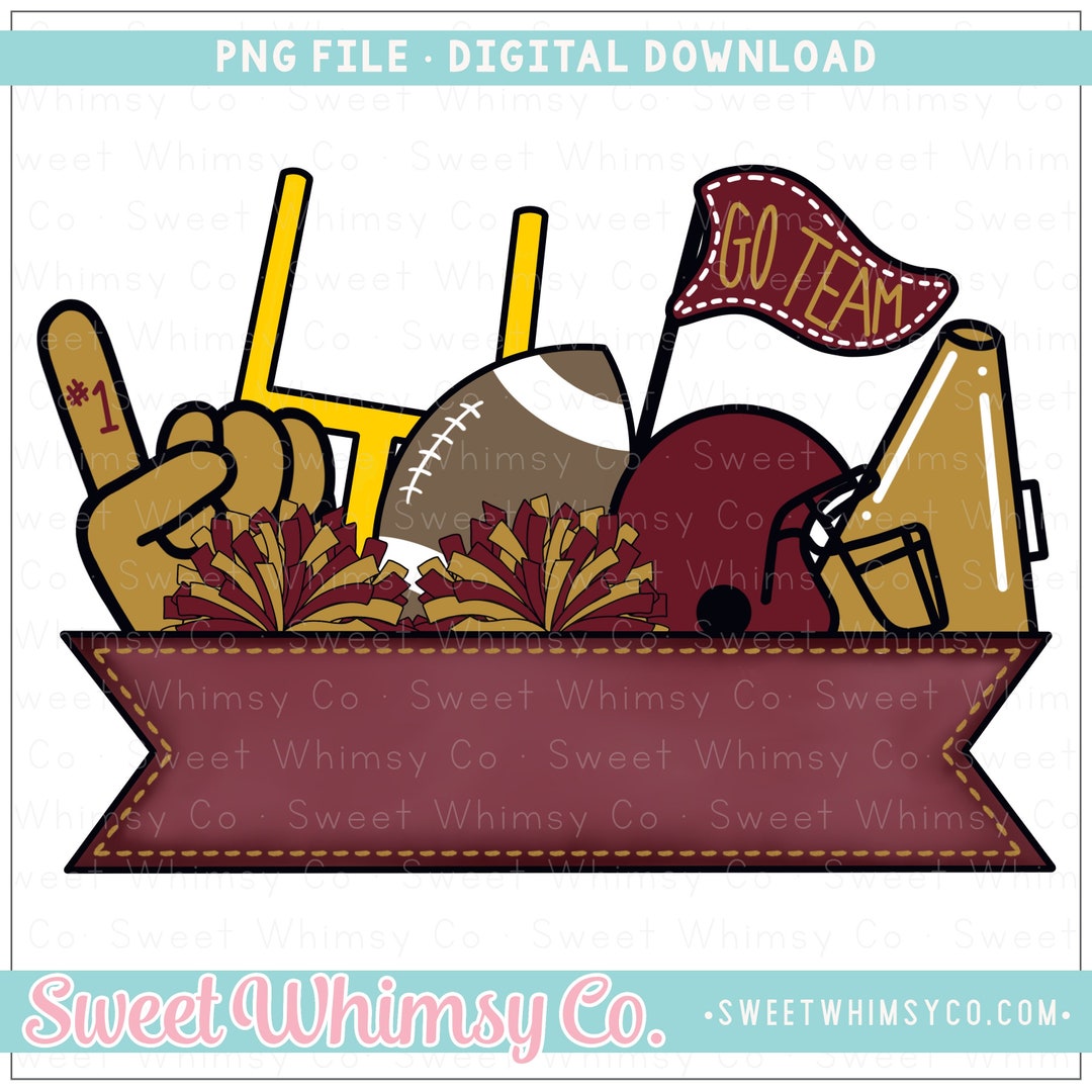 Maroon and Gold Football Team Banner PNG Sublimation Design - Etsy