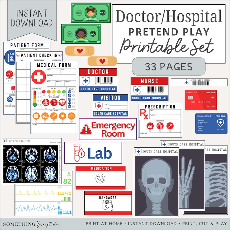Doctor Pretend Play Set: Hospital Role Play Printables (instant Download) - Etsy