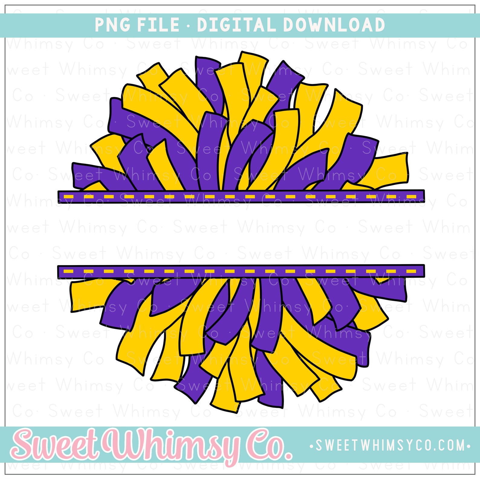 Purple and Yellow Gold Pompom Cheer PNG Sublimation Design | Etsy