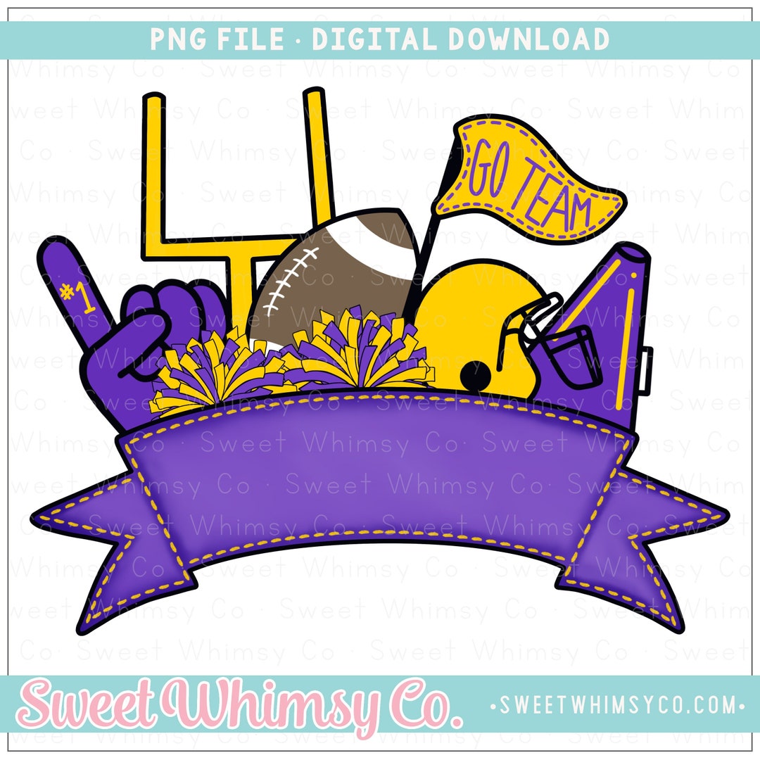 Purple and Yellow Gold Football Team Fancy Banner PNG - Etsy