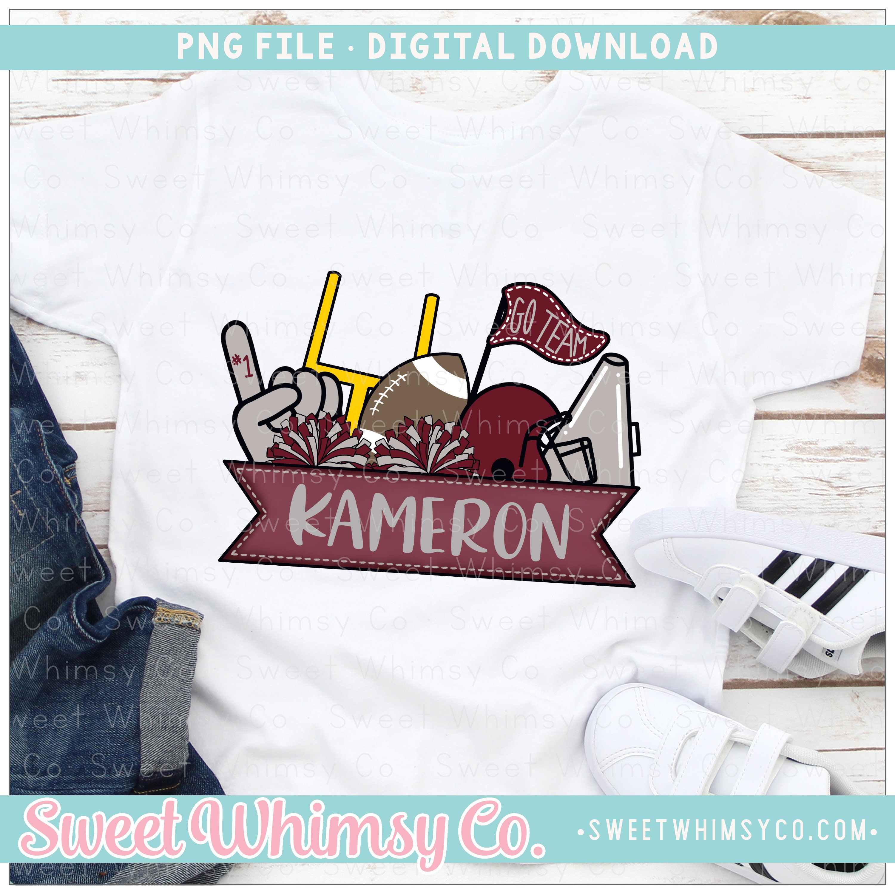 Maroon and Silver Football Team Banner PNG Sublimation Design - Etsy