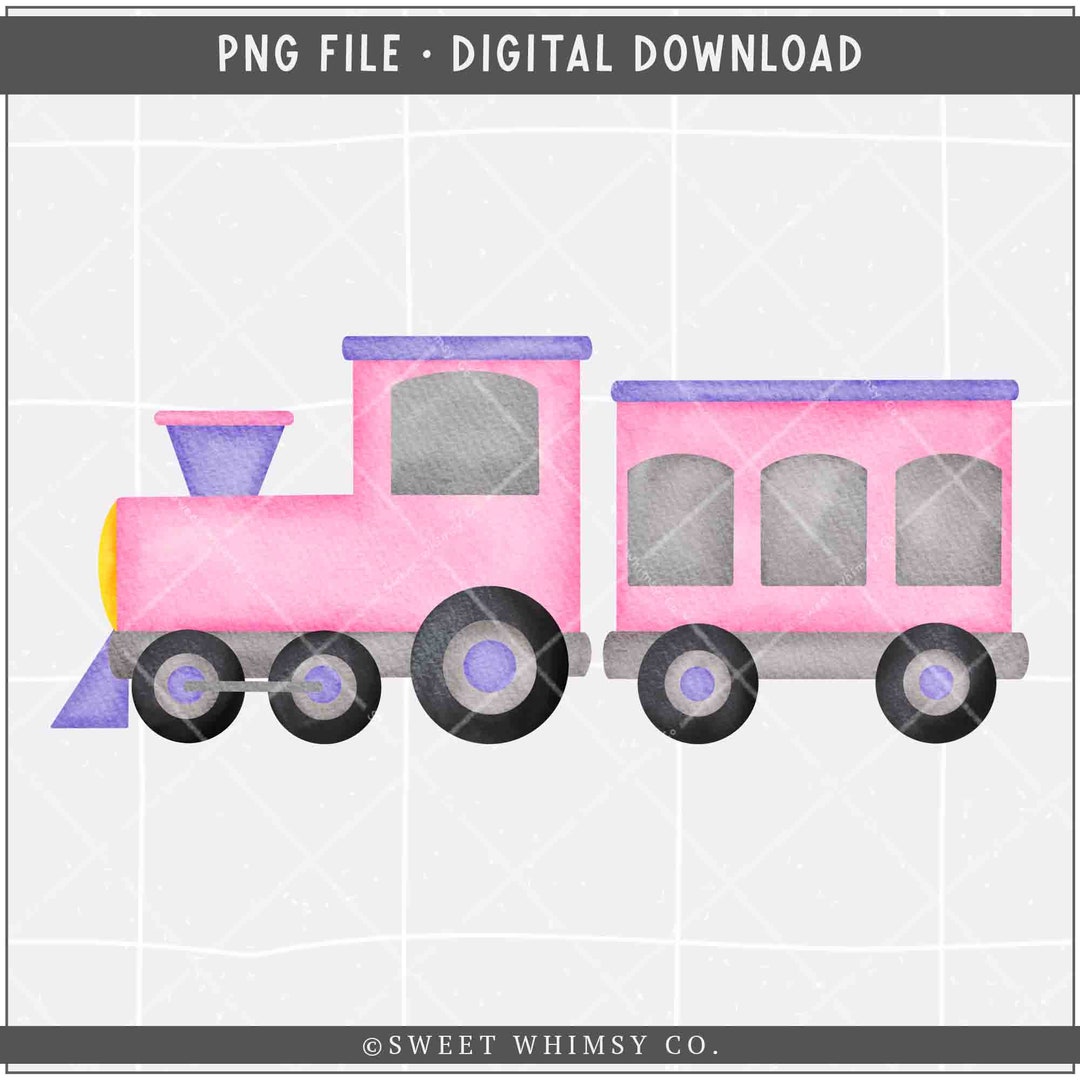 Pink Train PNG Sublimation Design, Train Clipart Printable, Digital Art ...