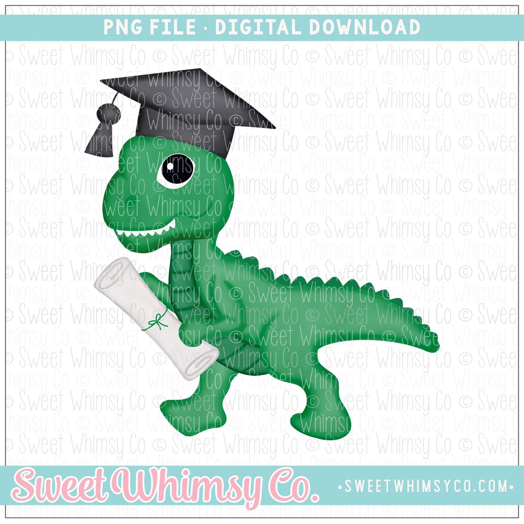 Green Graduation Dinosaur PNG Sublimation Design School - Etsy