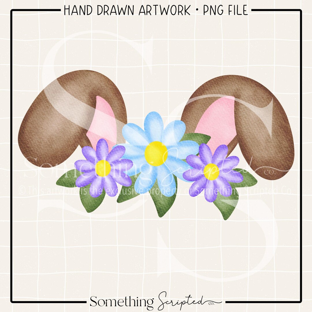 Floral Easter Bunny Ears PNG: Hand Drawn Clipart (digital Download) - Etsy