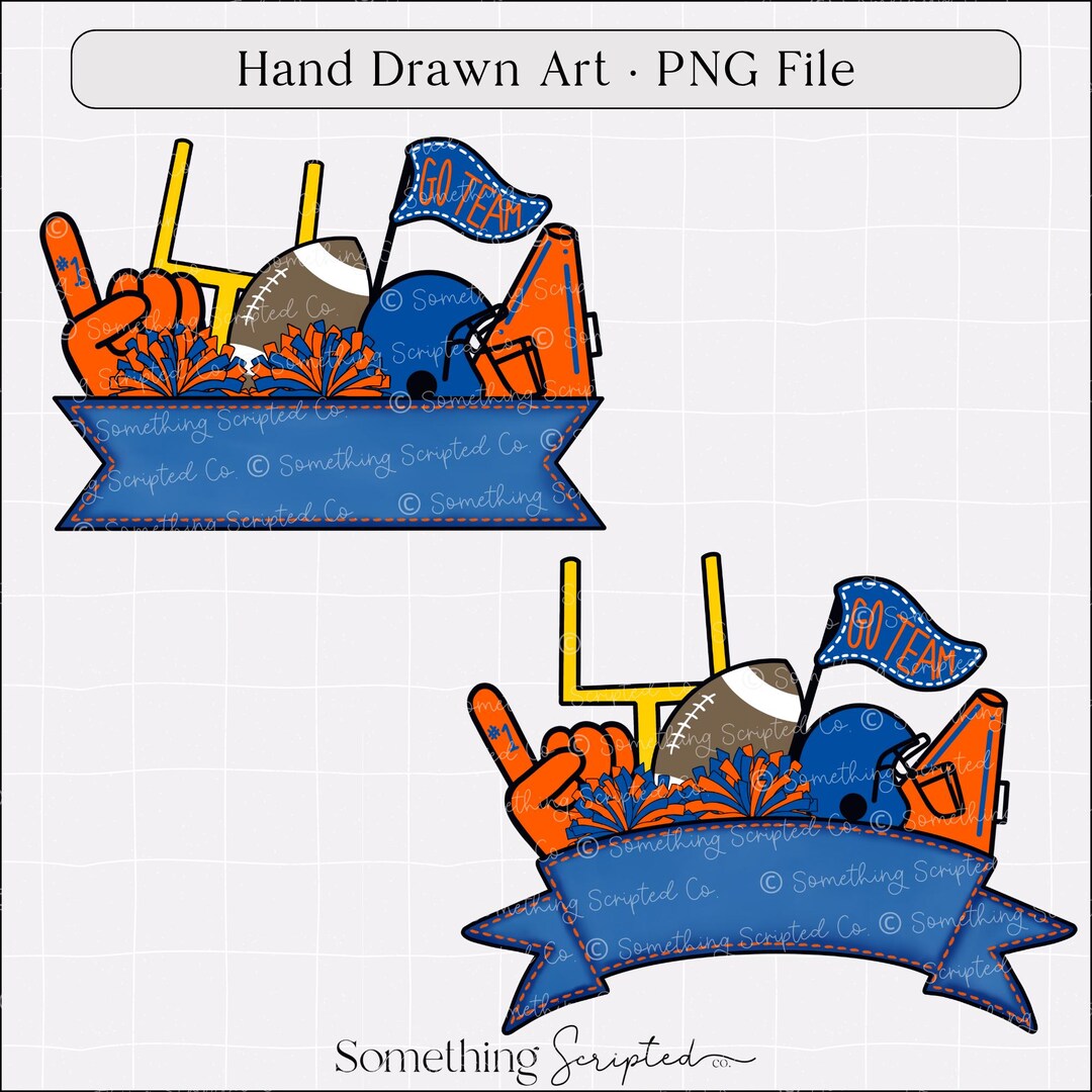Navy Blue and Orange Football Team Banner PNG Sublimation Design ...