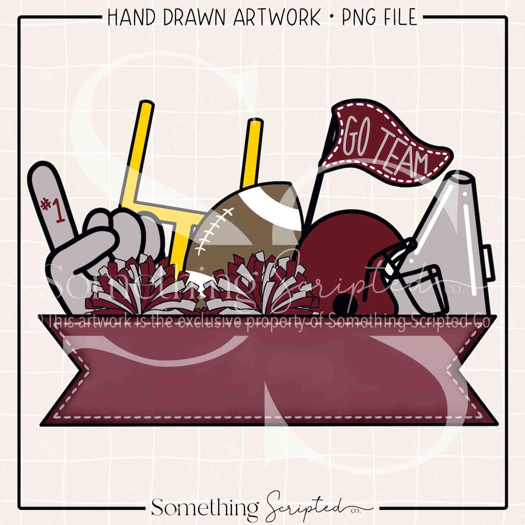 Maroon and Silver Football Team Banner PNG Sublimation Design, Football ...