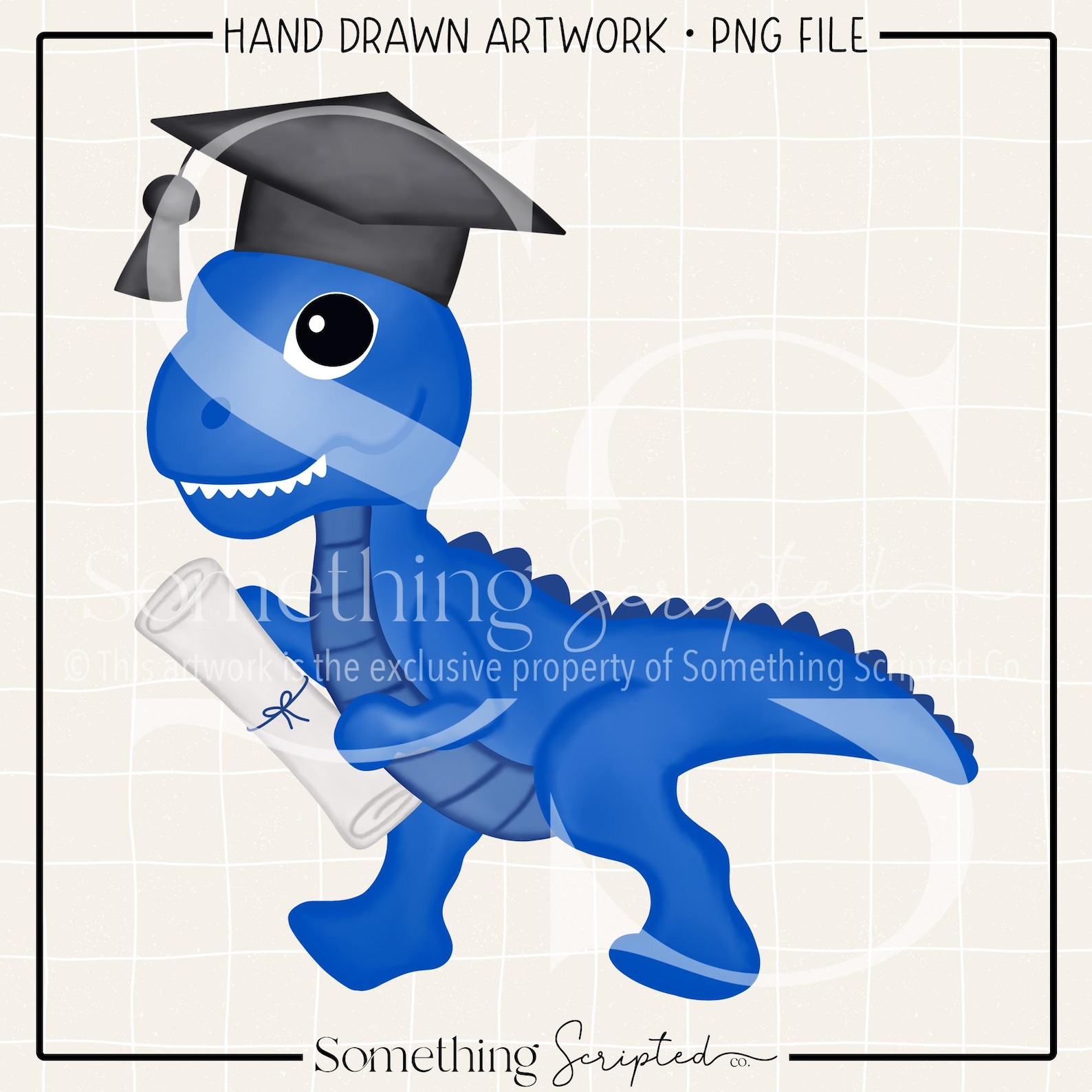 Blue Graduation Dinosaur PNG Sublimation Design: School Hand-drawn ...