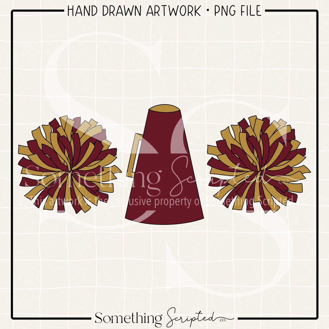 Maroon & Gold Cheerleading PNG: Megaphone Pompoms Clipart (digital ...