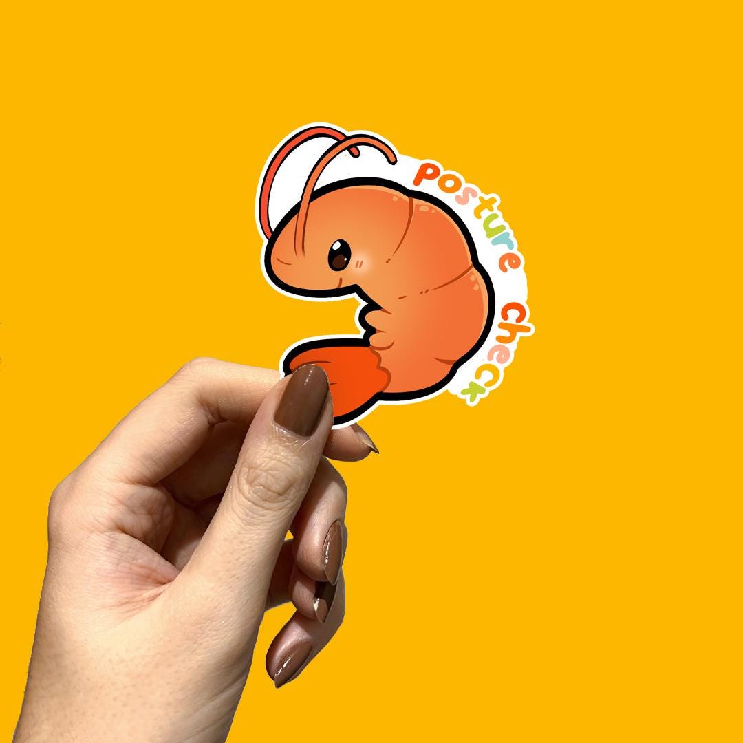 Posture Check Shrimp Die Cut Sticker Waterproof Die Cut Sticker Cute ...