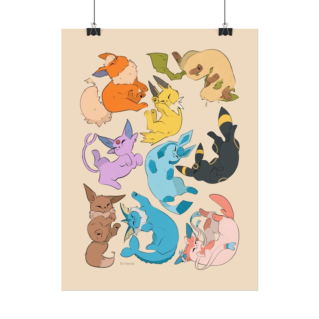 Cute Elemental Creatures Poster | Cozy Fantasy Animal Art Print ...