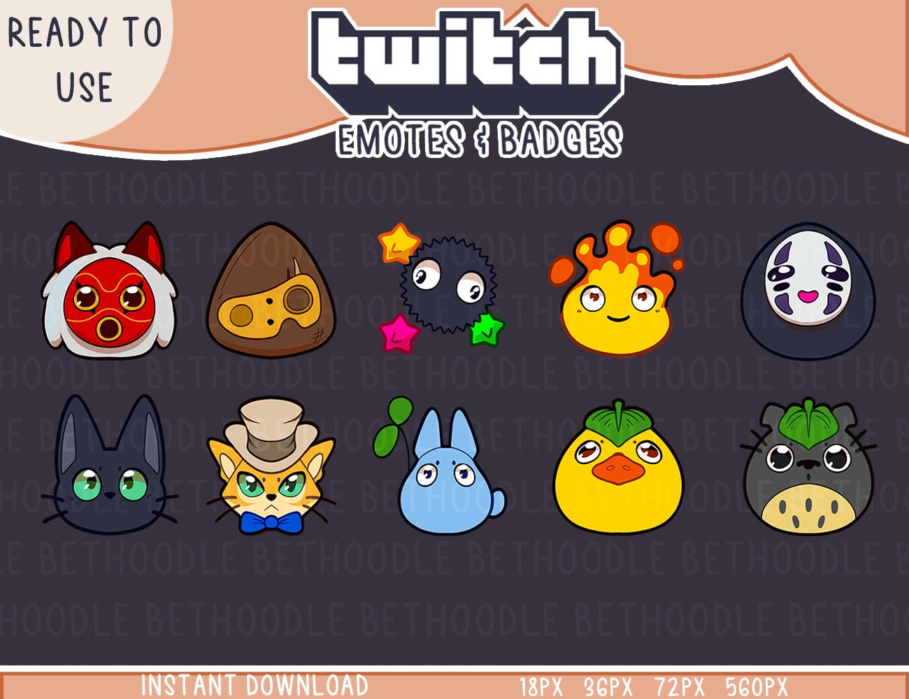 Ghibli Inspired Sub Badges / Bit Badges / Subscriber Badge / Streamer Graphics / Discord / Gamer ...