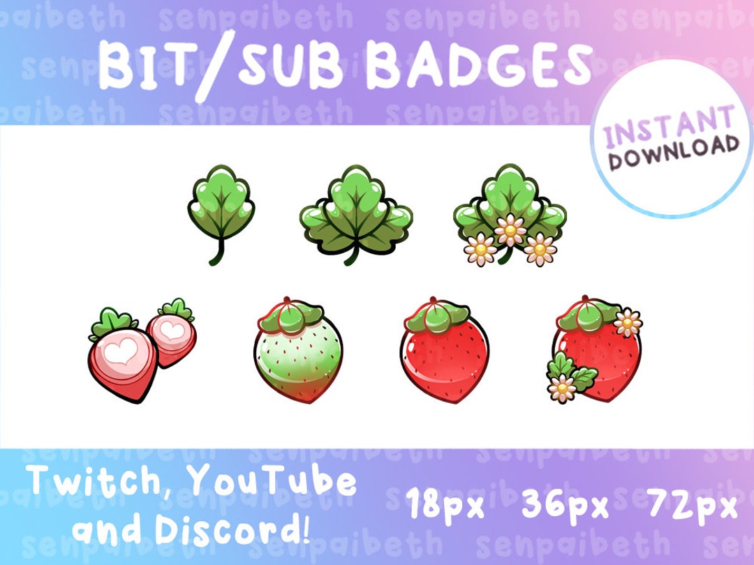 Strawberry Sub Badges / Bit Badges / Subscriber Badge / Streamer ...