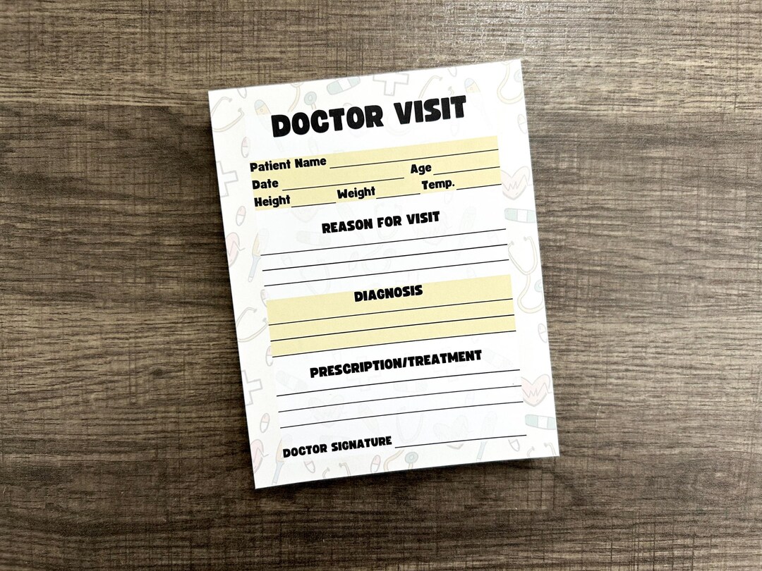 Doctor Visit Kids Pretend Play Notepad | Imagination Dramatic Creative ...