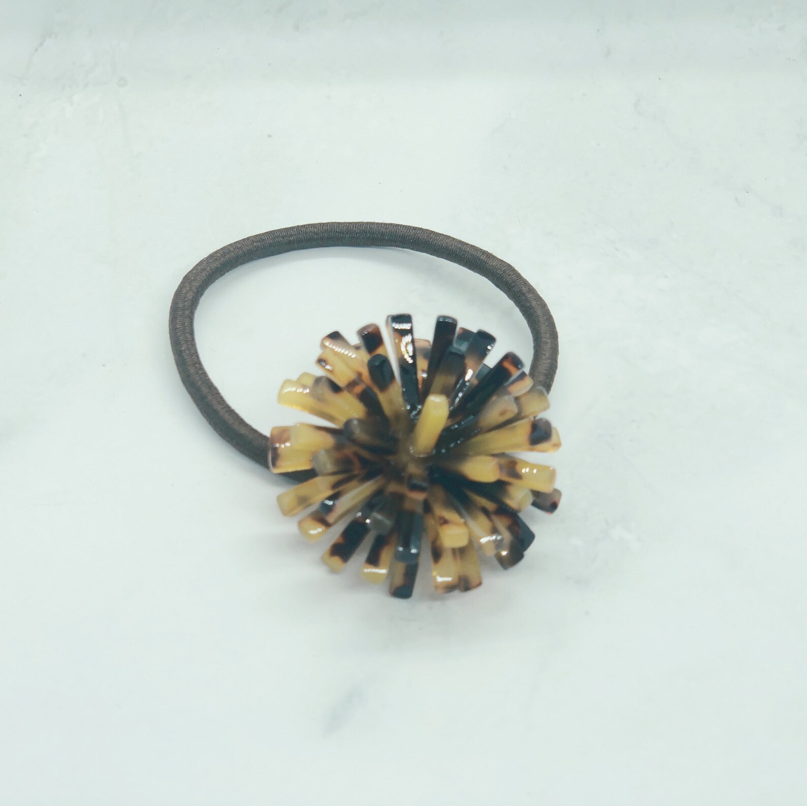 Tortoise dandelion acrylic elastic hair tie Elegant ponytail | Etsy